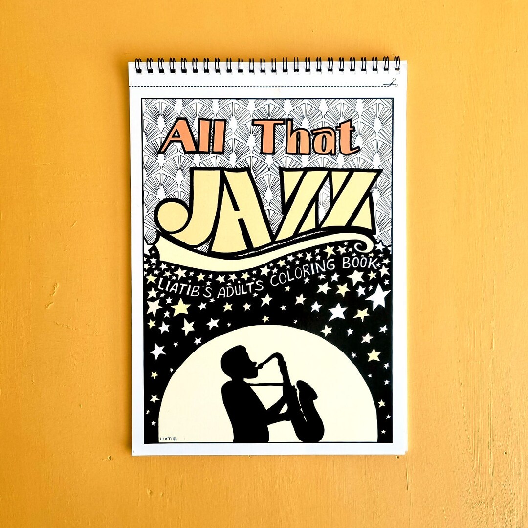 Jazz Style Printable Adults Coloring Book , Great Antistress Gift for ...