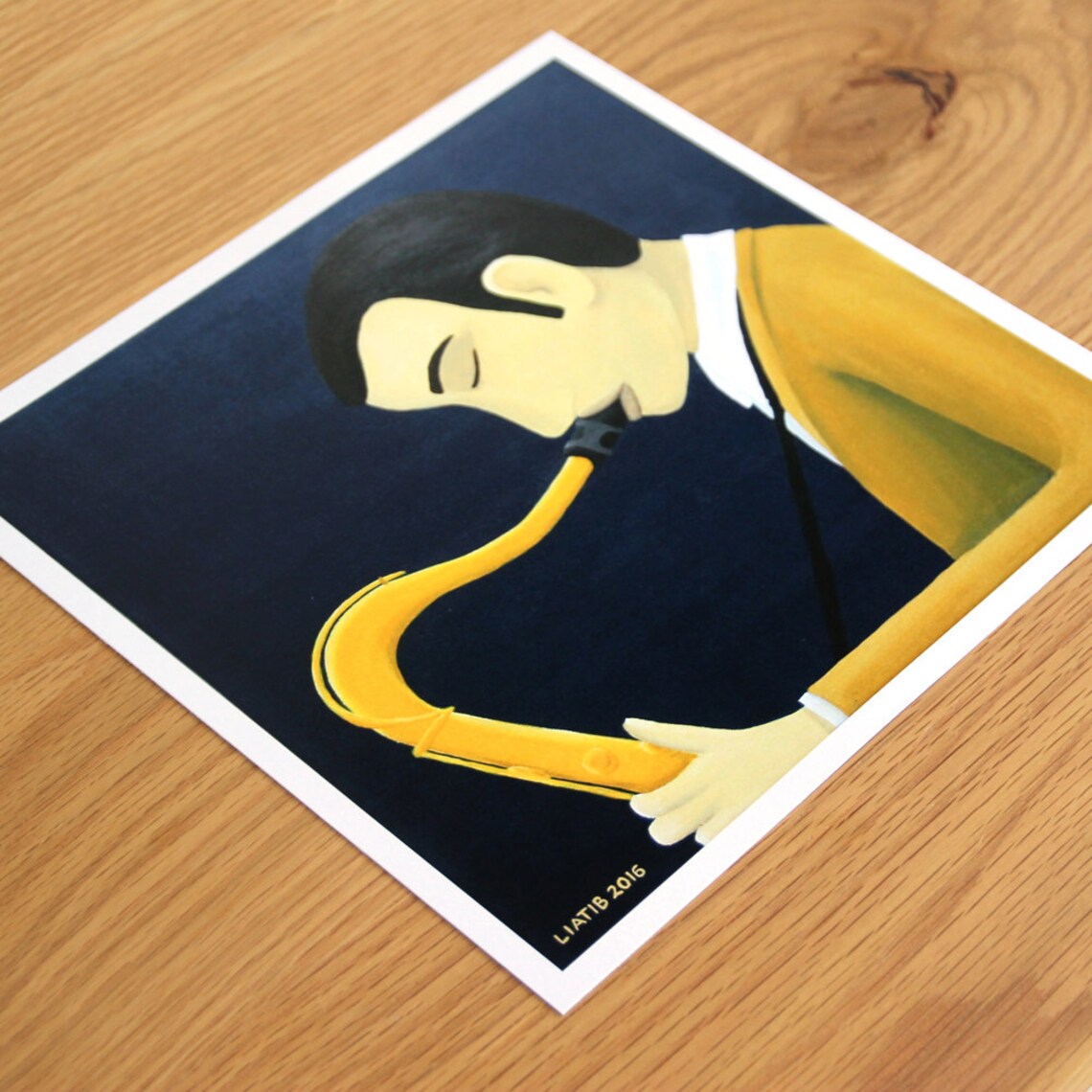 Square Poster of Jazz Saxophone Player Illustration Print - Etsy Israel