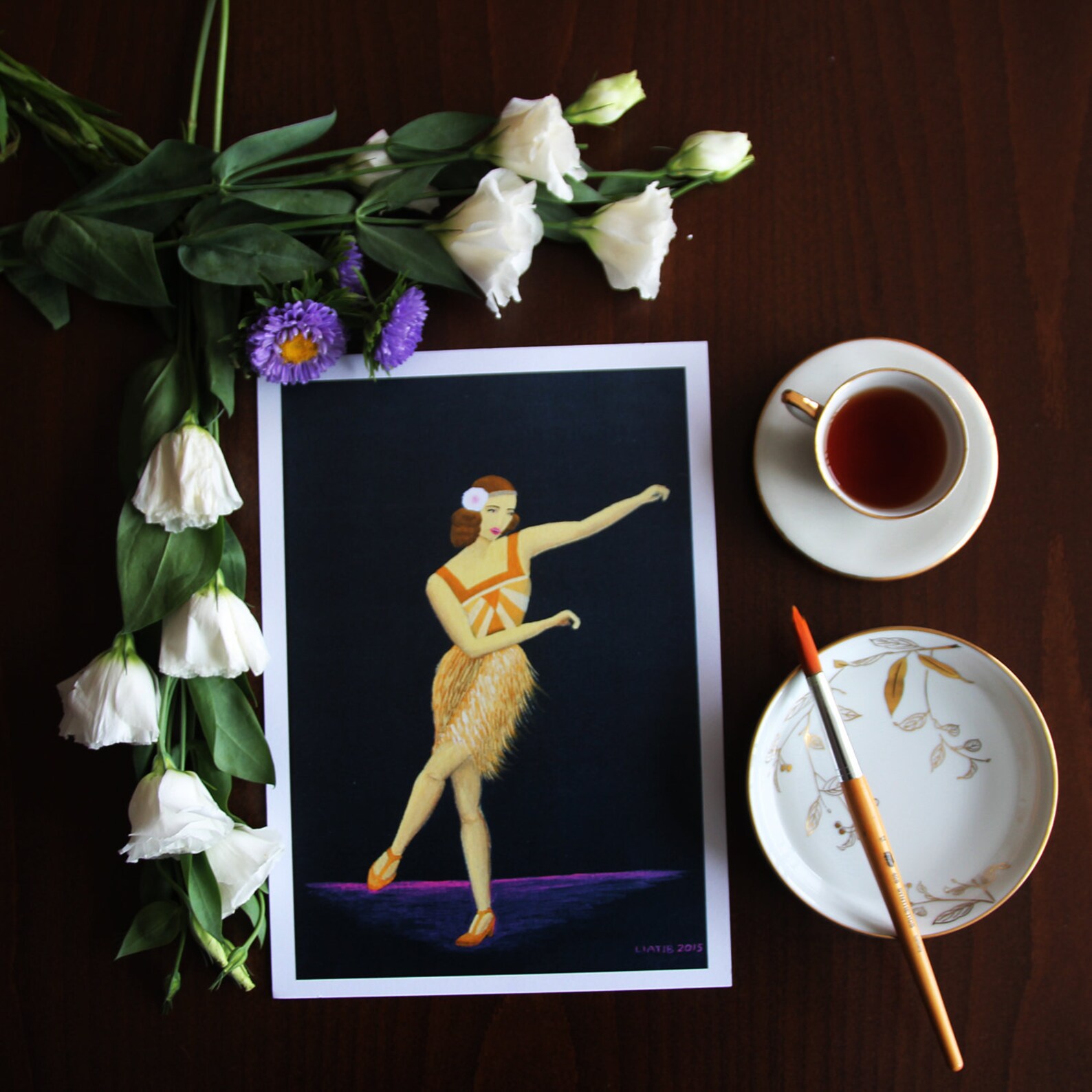 A4 Illustration Poster of Dancing Girl in 20's Fashion - Etsy Israel