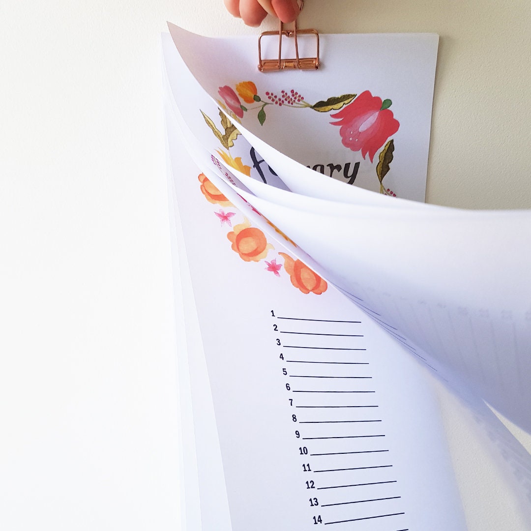 Printable 12 Months Forever Calendar With Colorful Hungarian - Etsy