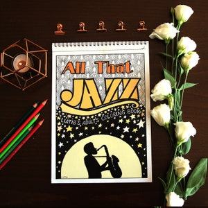 Jazz Style Printable Adults Coloring Book , Great Antistress Gift for ...