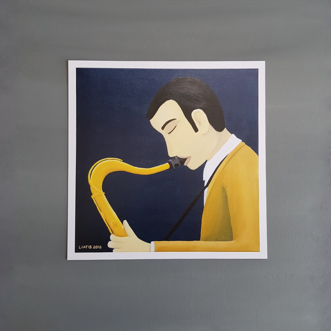 Square Poster of Jazz Saxophone Player Illustration Print Great Music ...