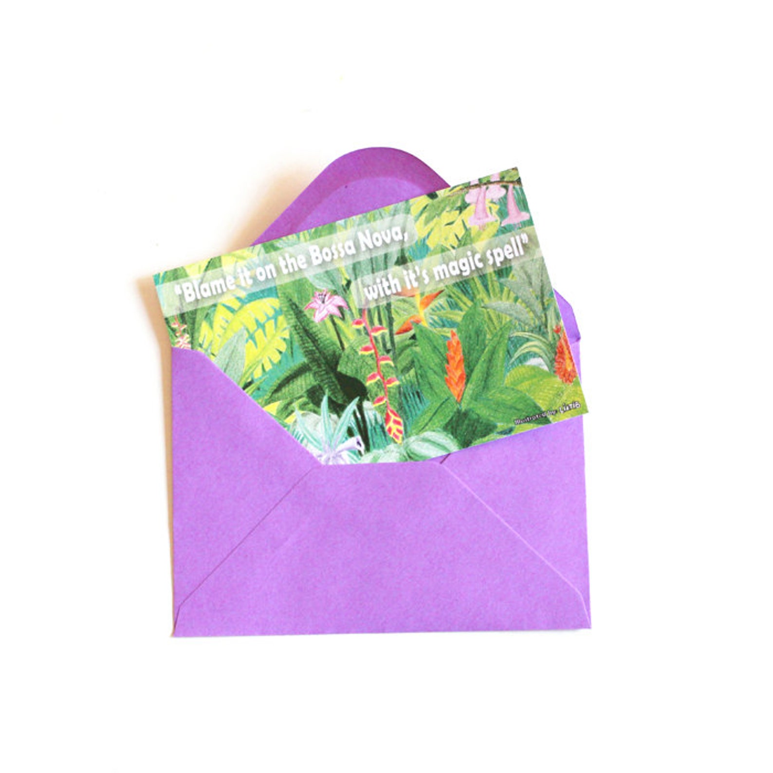 Brazilian Jungle Greeting Card , Green Forest Illustration Print on ...