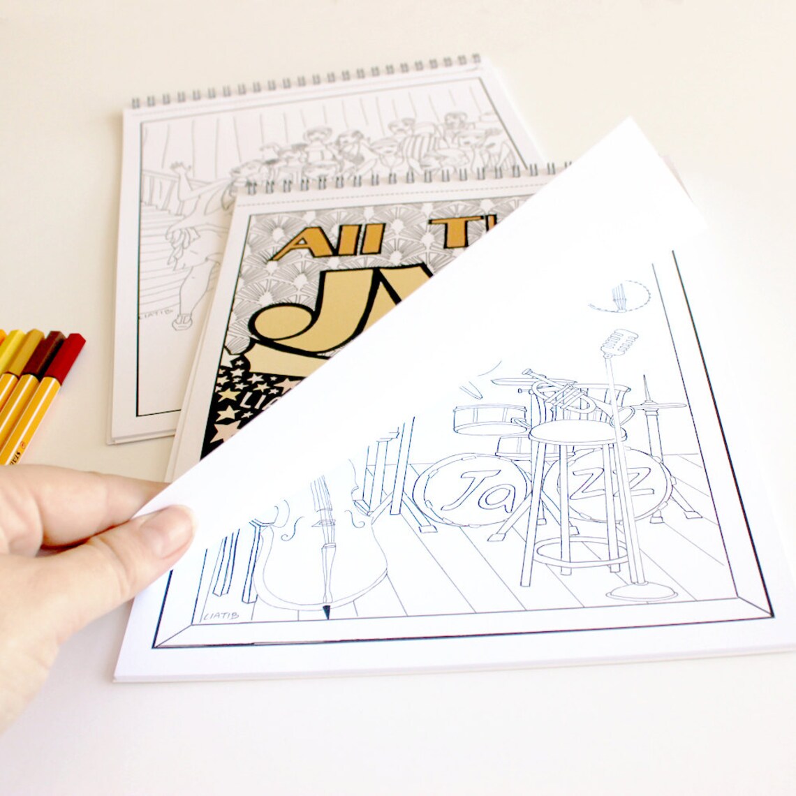 Jazz Style Printable Adults Coloring Book , Great Antistress Gift for ...