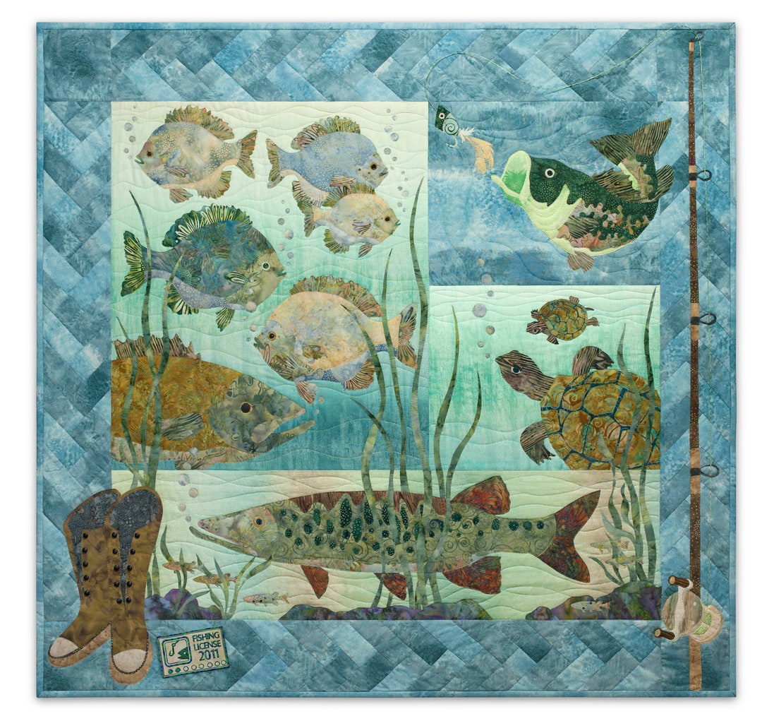 Something Fishy Complete Pattern Set blocks 1,2,3,4, Appliqué Quilt ...