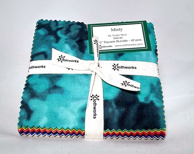Clothworks Misty Fabric Collection, Pre-cut, 42 Pieces, 5" X 5" Charm ...