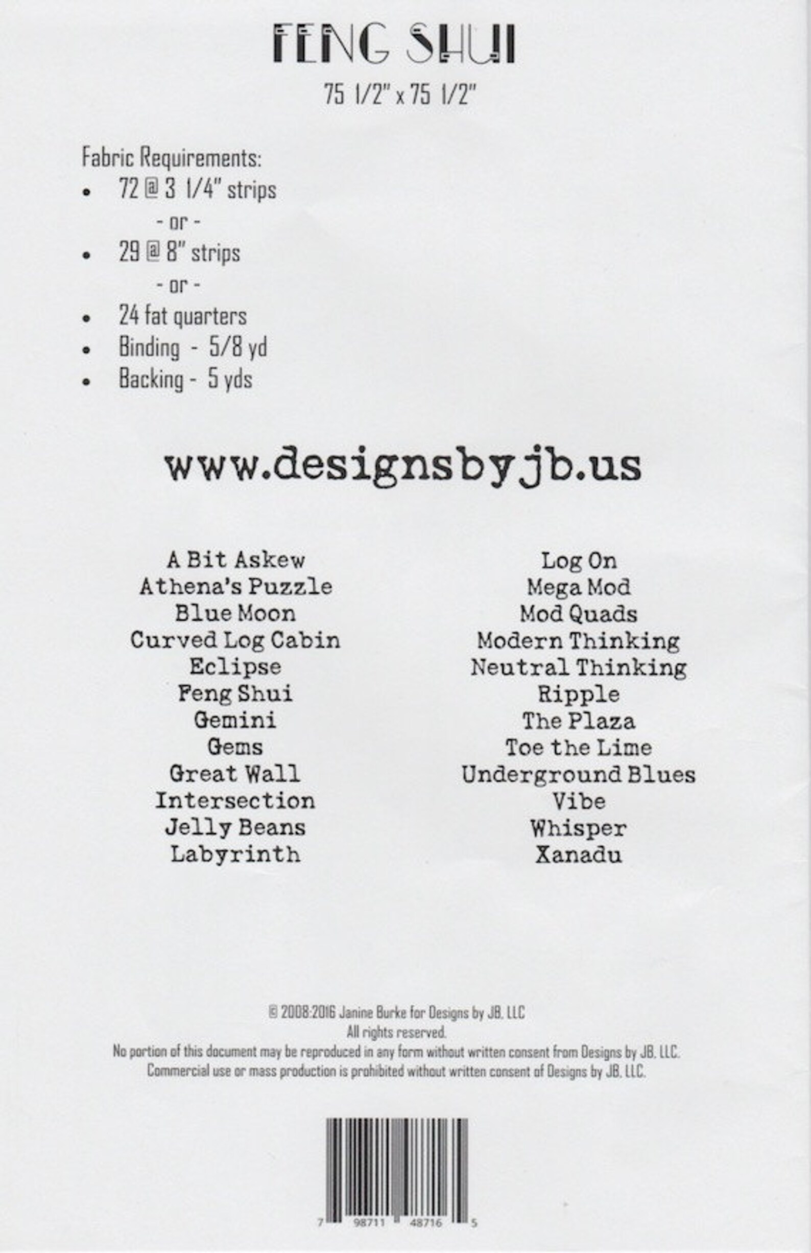 Feng Shui Quilt Pattern Blue Underground Studios DIY Quilting | Etsy