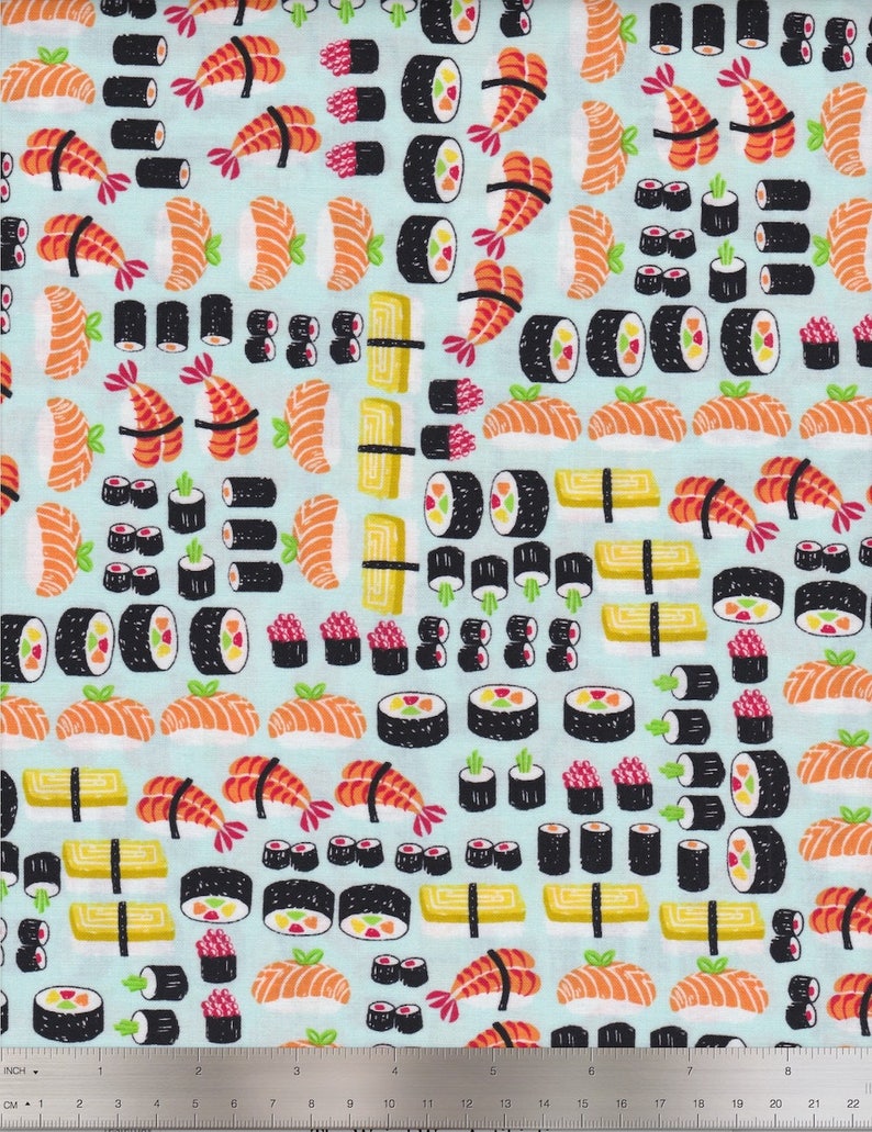 Timeless Treasures Fabric Sushi Sushi Print sur Light Blue | Etsy