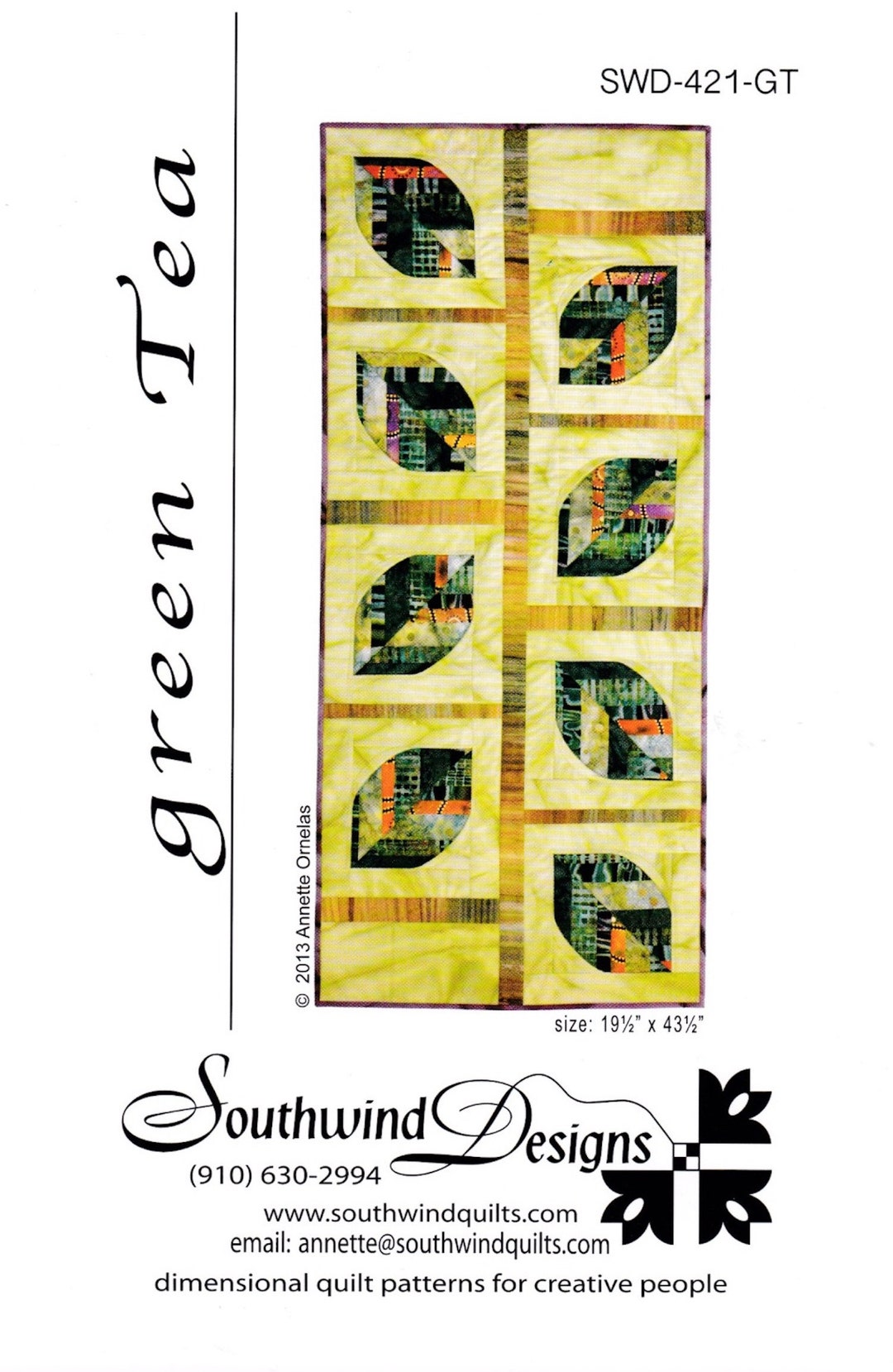 Green Tea, Southwind Designs, Fat Quarter or Scrap Fabric Friendly, DIY ...