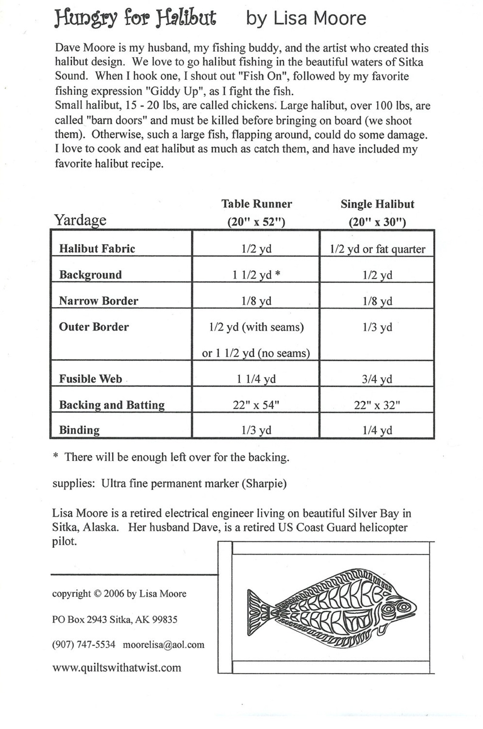 Hungry for Halibut Table Runner or Wall Hanging DIY Pattern | Etsy