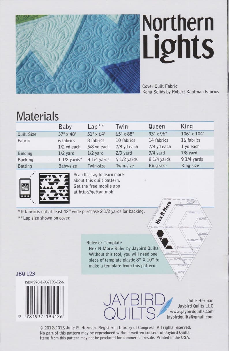 Northern Lights Jaybird Quilts DIY Quilt Pattern 5 sizes | Etsy