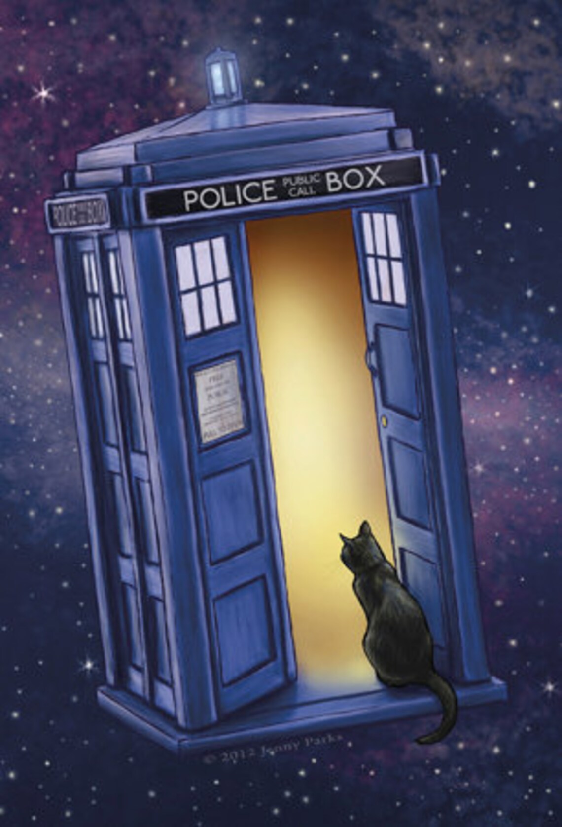 Tardis Cat 4x6 Postcard | Etsy