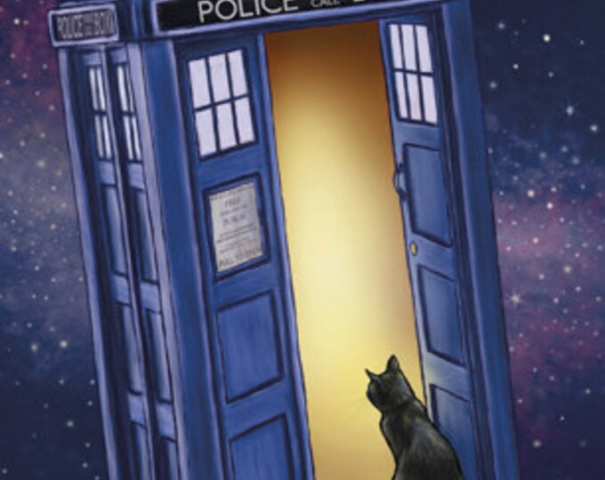 Tardis Cat 4x6 Postcard - Etsy