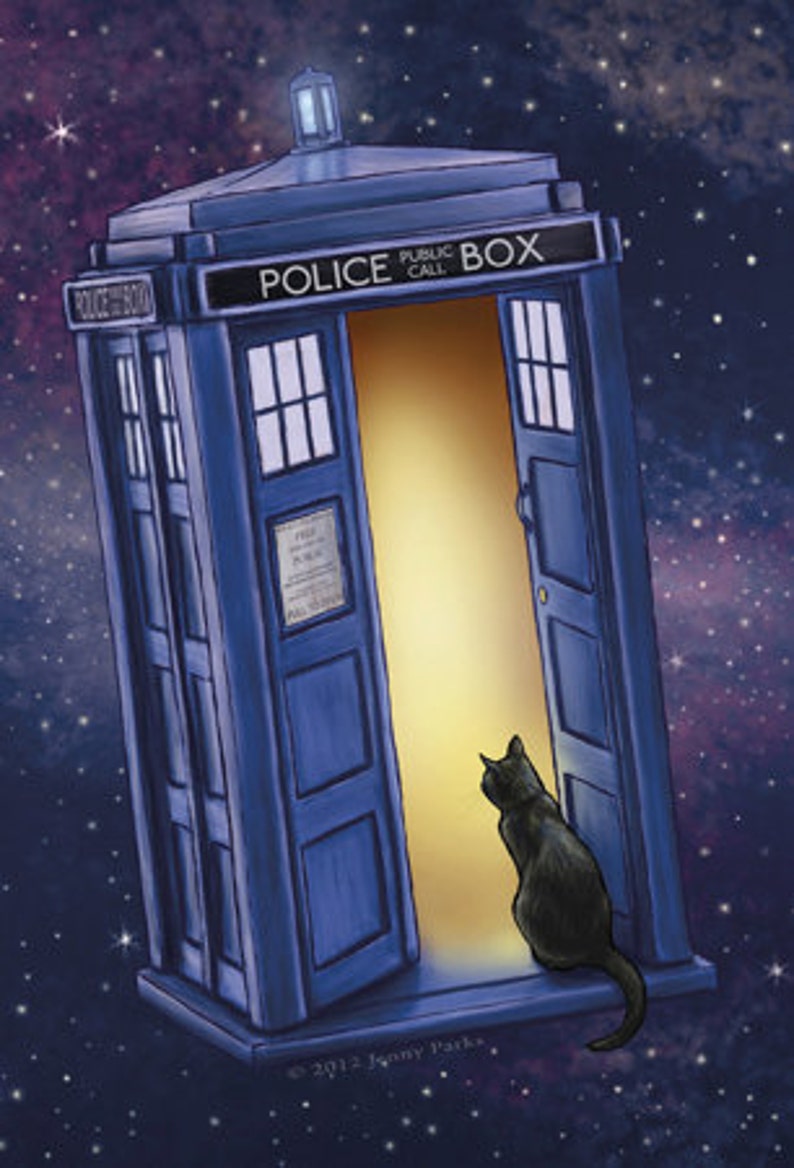 Tardis Cat 4x6 Postcard | Etsy