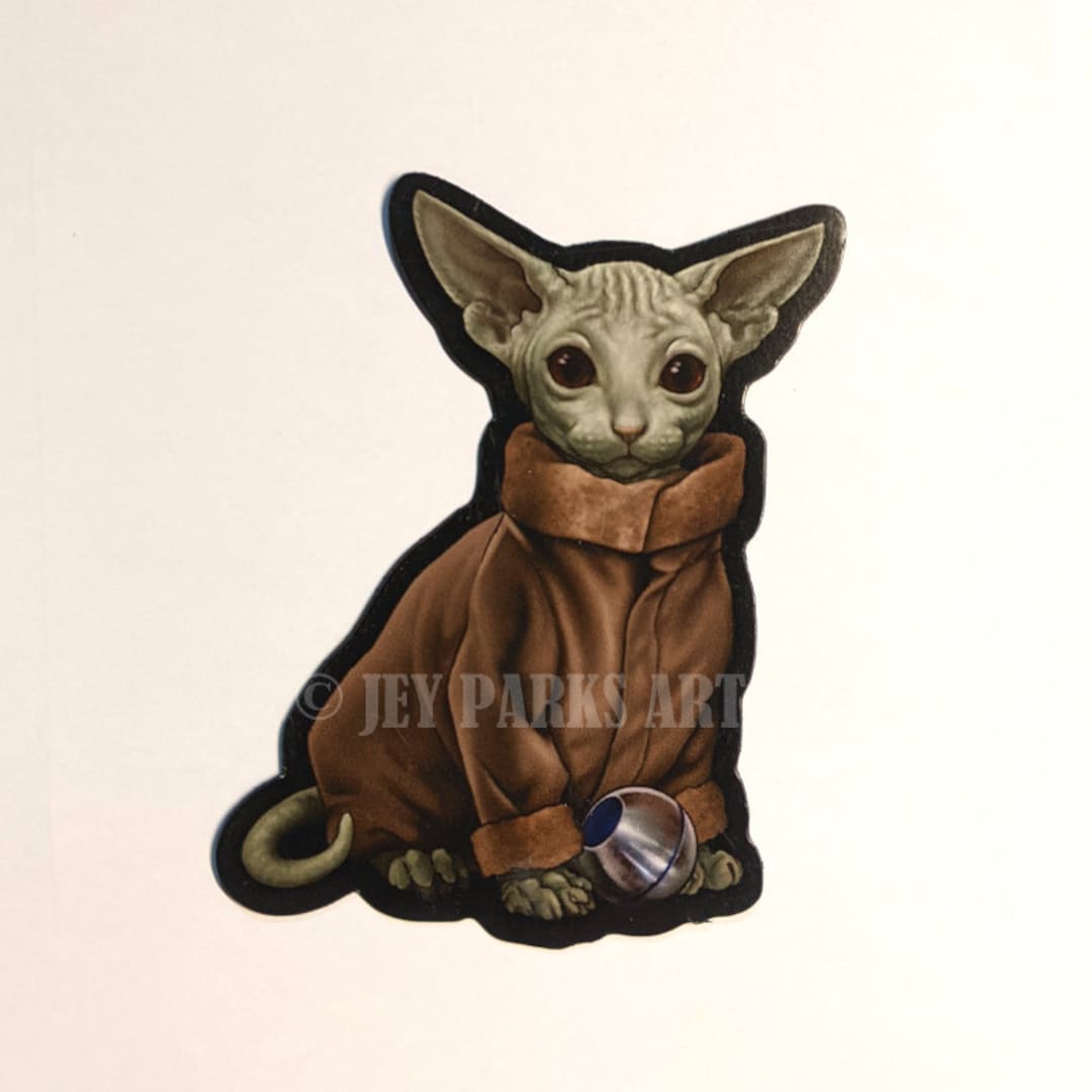 Sphynx Cat Diecut Magnet: Grogu Inspired Art (2.5x3.5) - Etsy