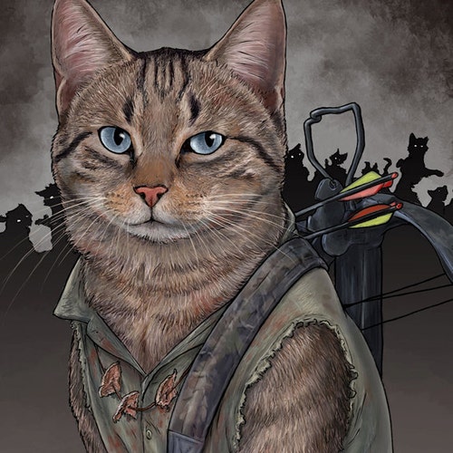Daryl Dixon Cat 4x6 Postcard Print - Etsy