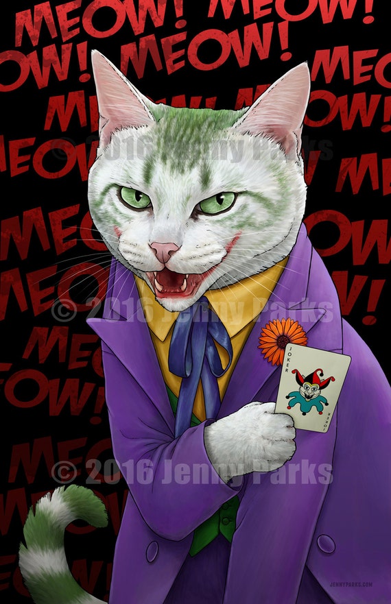 Joker Cat Poster | Etsy