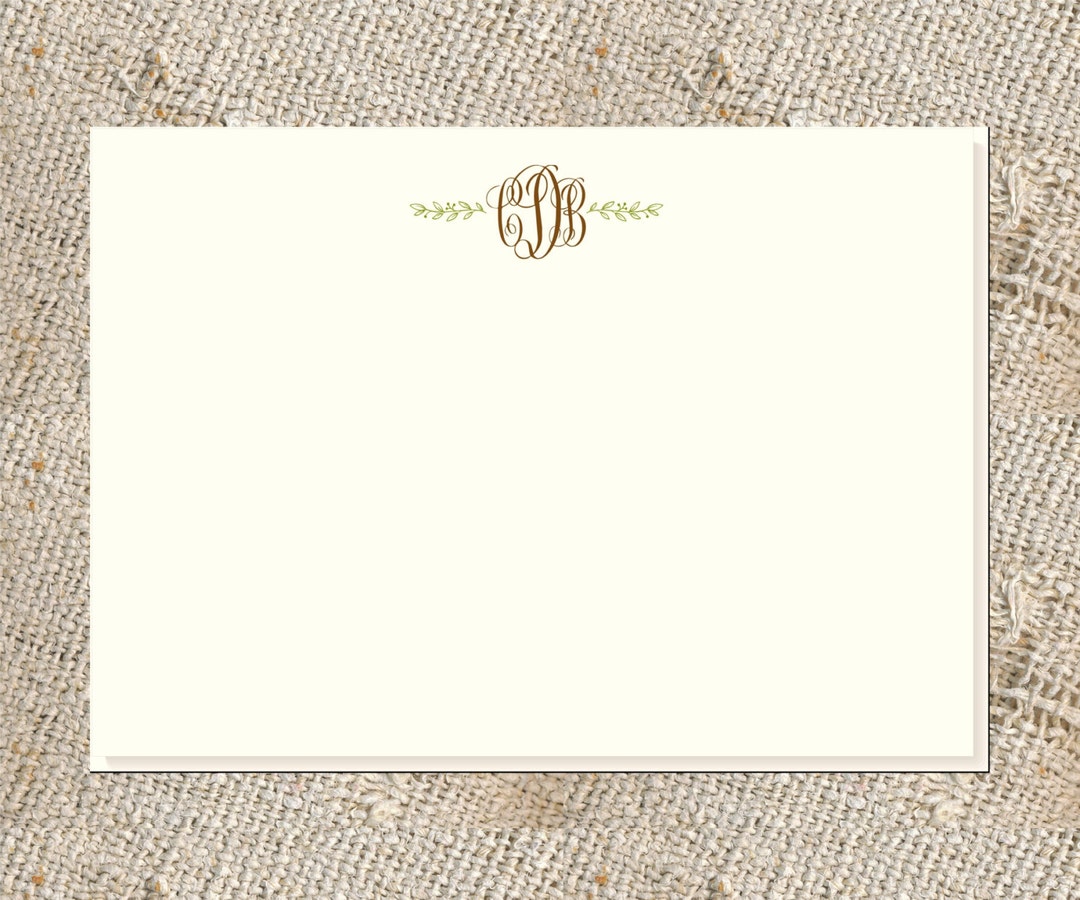 Monogrammed Stationery - 25 Note Cards & Envelopes, Small Note Cards ...