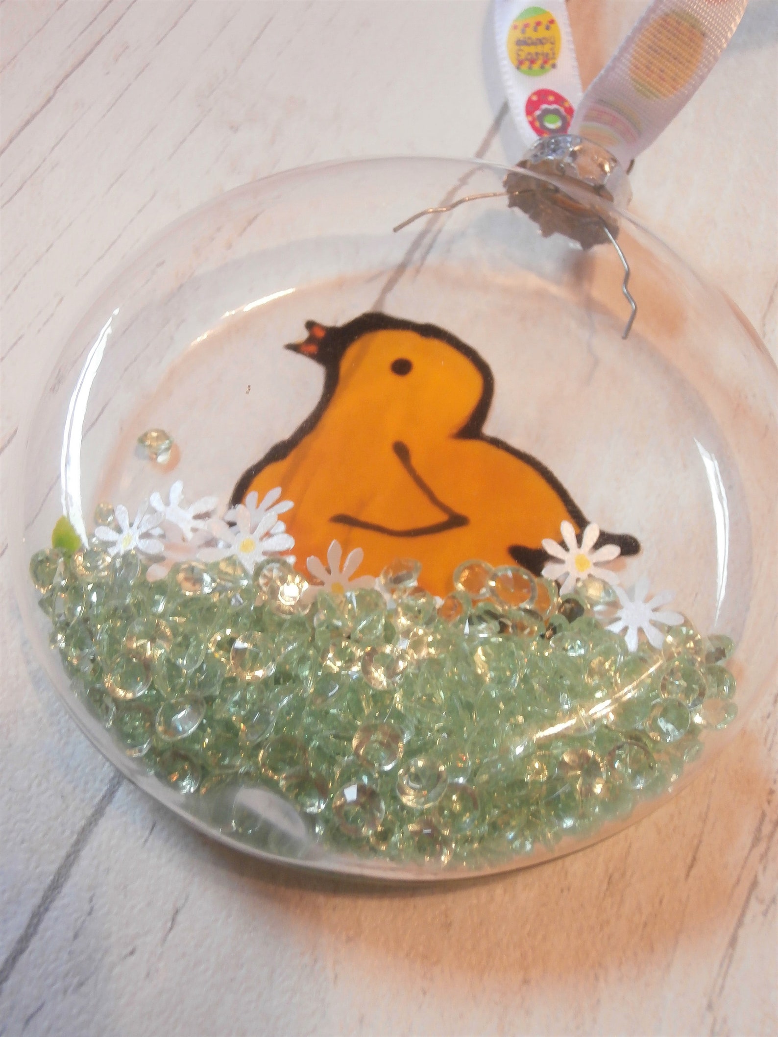 Hand painted Easter Chicken glass bauble | Etsy