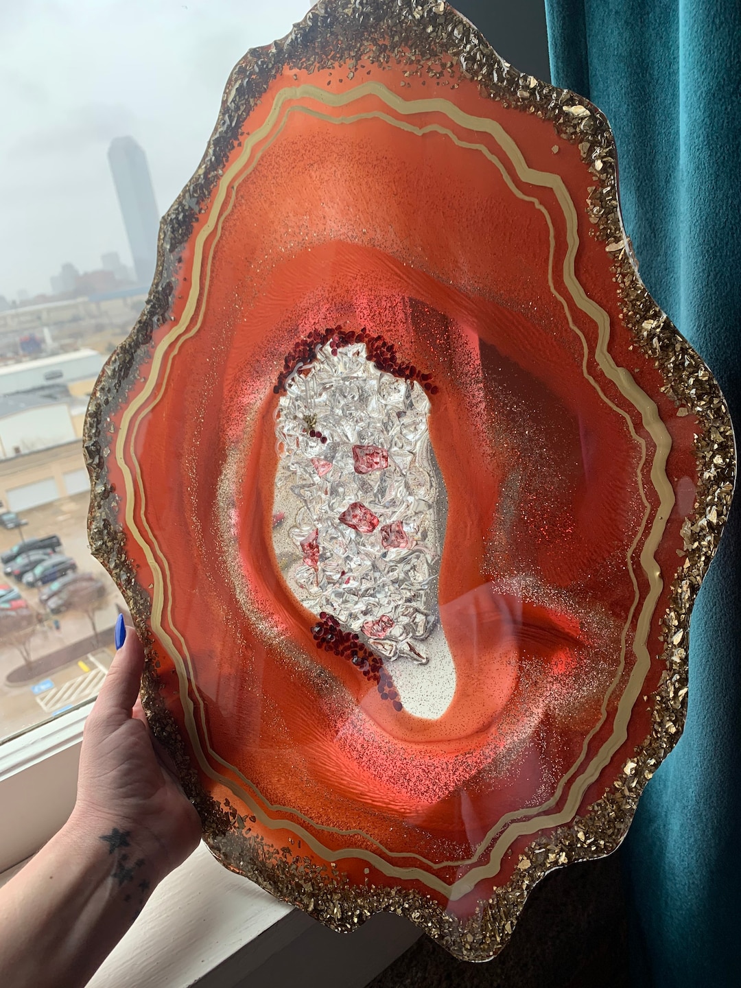 Resin Geode, Garnet, Garnet Geode, Crystal Art, Art Decor, Red Geode ...