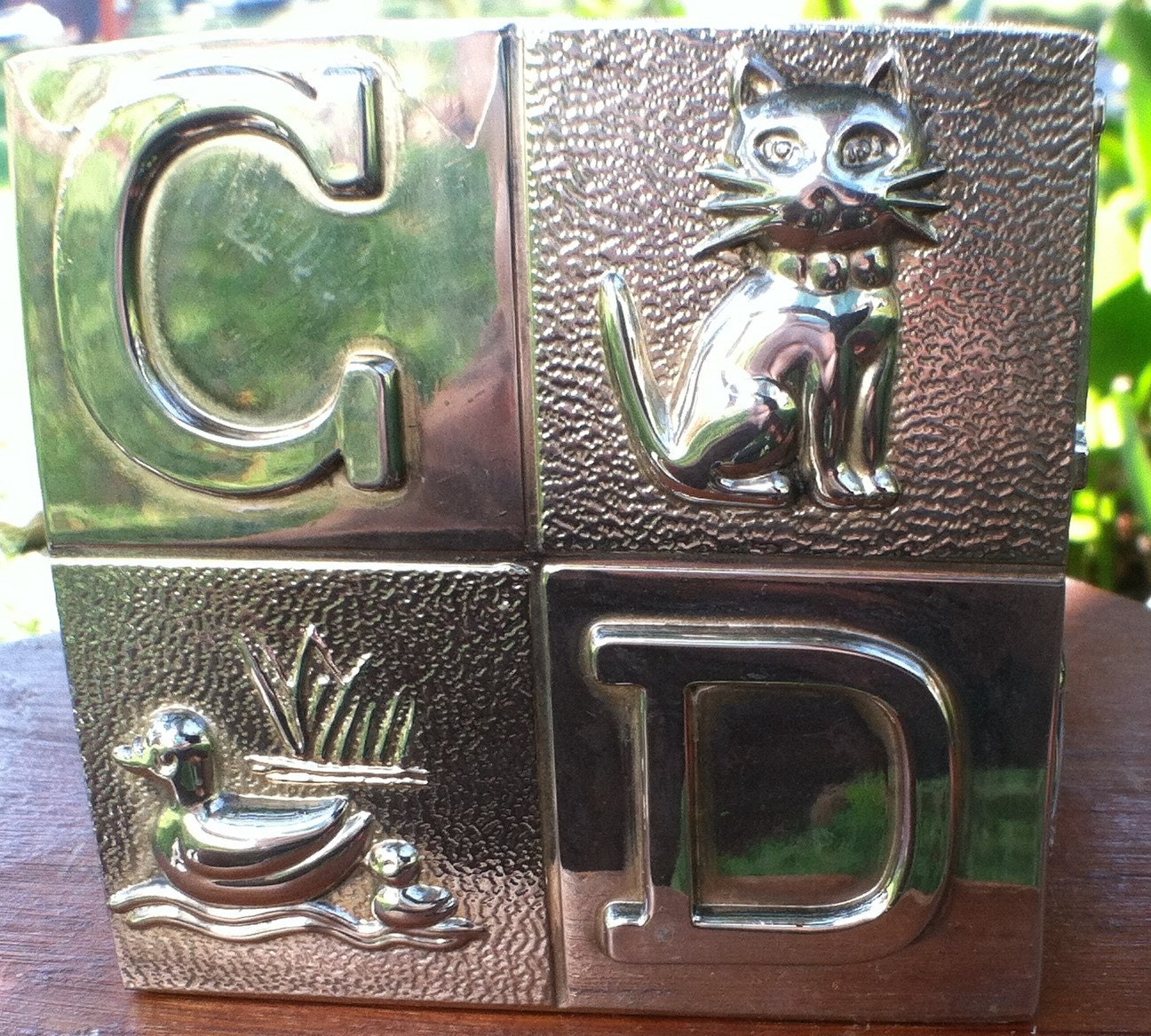 Vintage Silver Plated Square ABC Baby Bank With Stopper by Elegant - Etsy