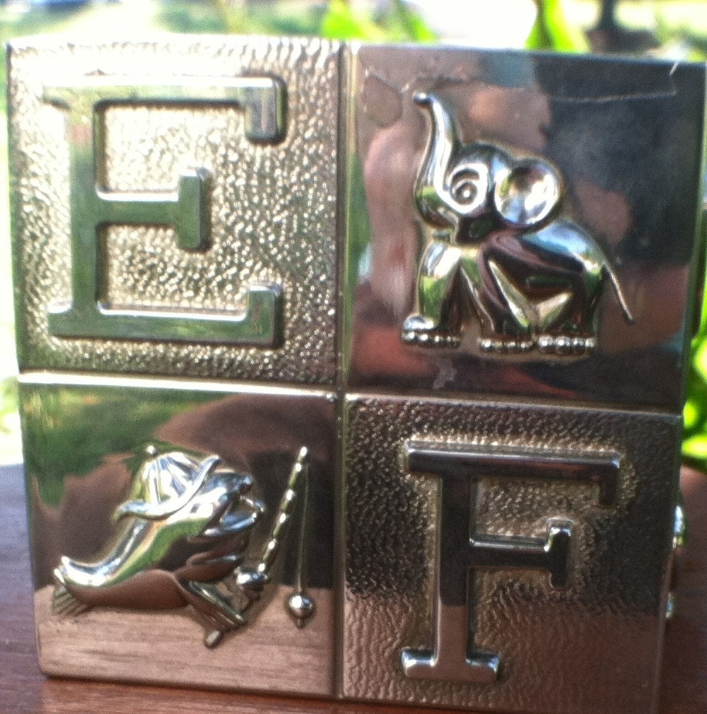 Vintage Silver Plated Square ABC Baby Bank With Stopper by Elegant - Etsy