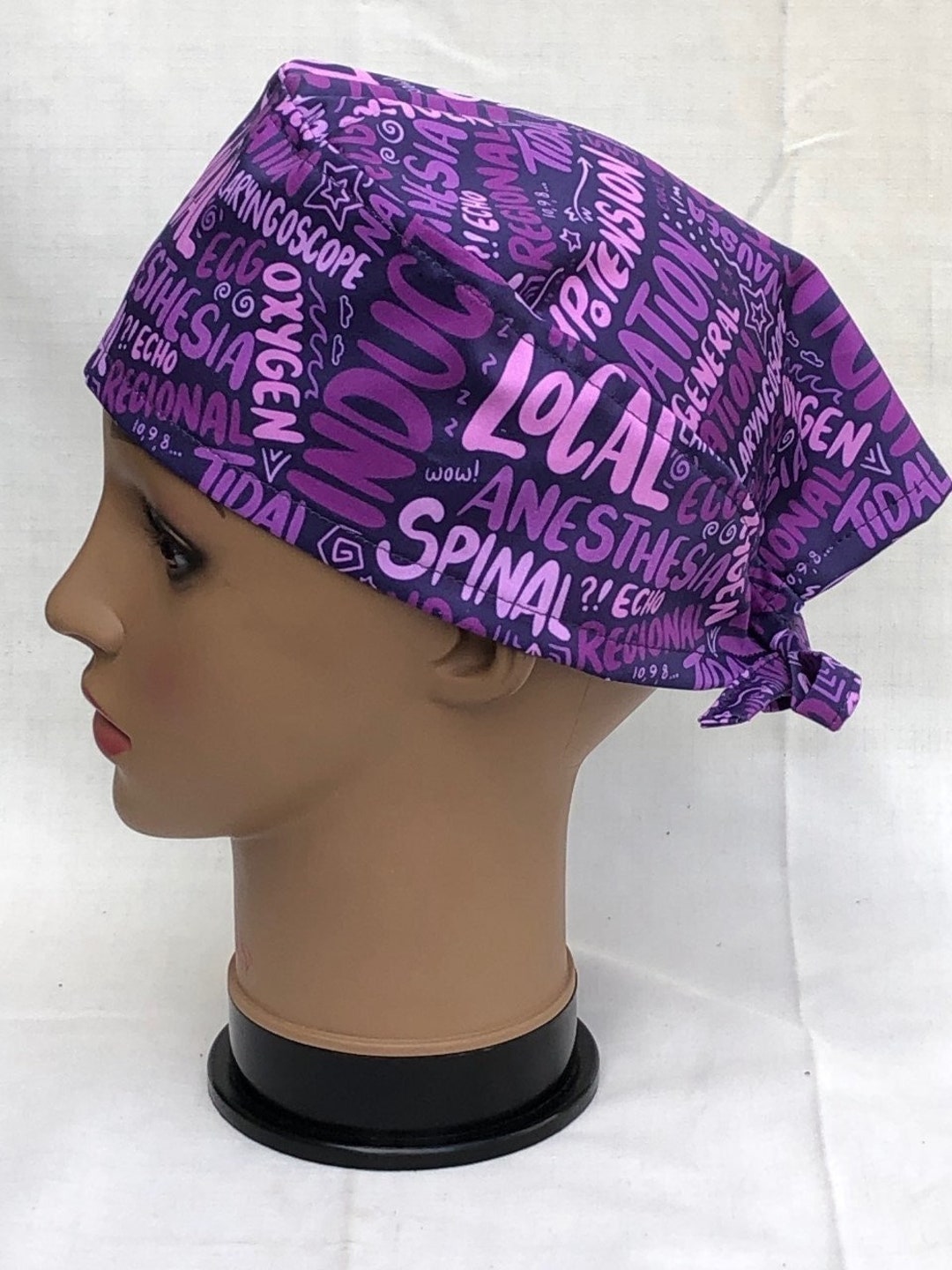 Unisex Scrub Hat-anesthesia Scribbles-purples-regular & Euro Size-usa ...