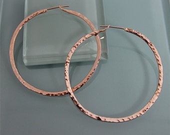 14k Rose Gold Hoops | Etsy