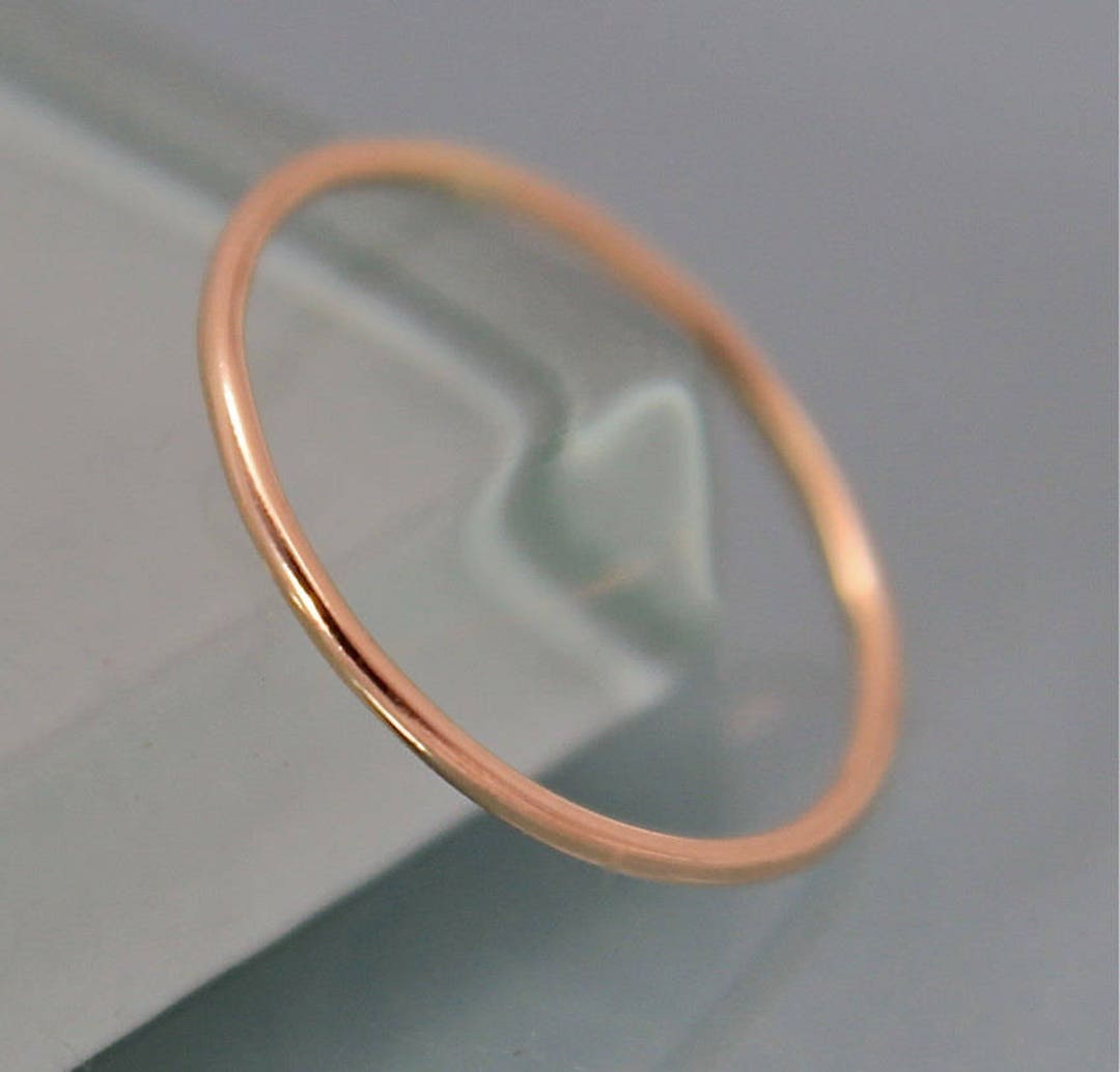 Thread Ring 18k SOLID .8mm Yellow Gold Thin Thread Spacer Round Simple ...