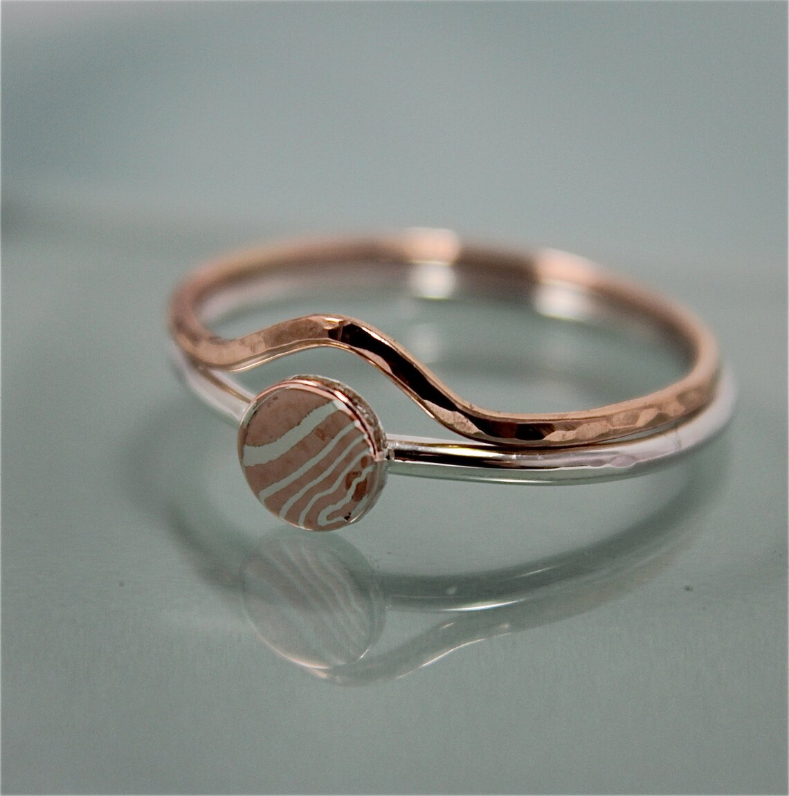 Rose Gold Contour Ring14k SOLID Gold Stacking Band Chevron - Etsy UK