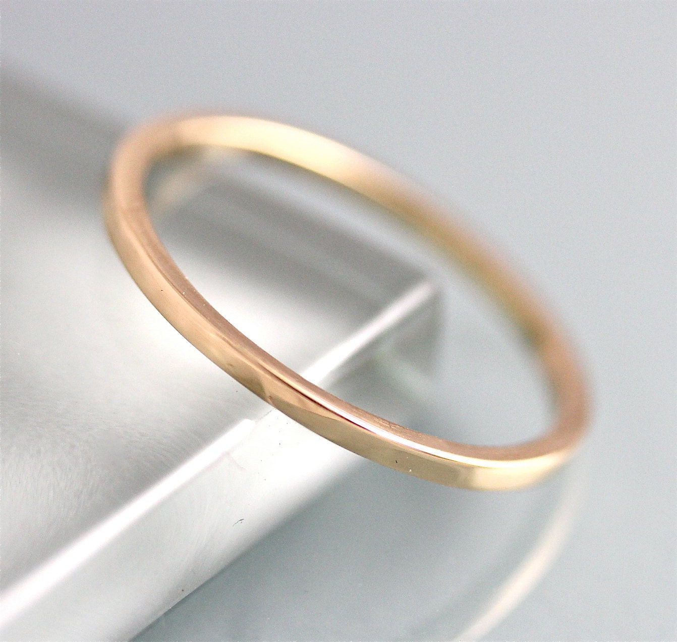 18k Gold Wedding Band Square Ring SOLID Gold 1.5mm Square | Etsy