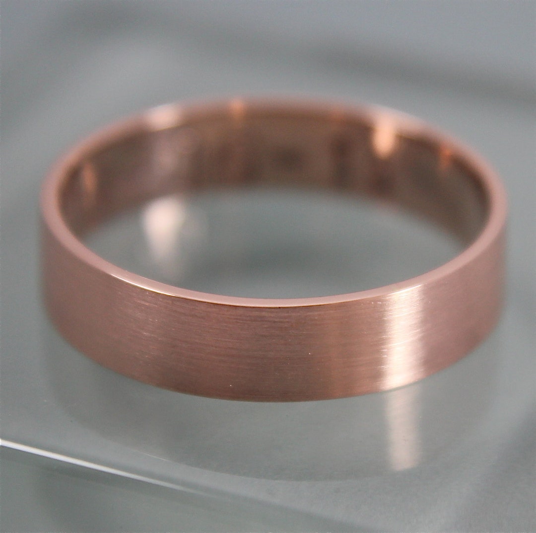 Rose Gold Wedding Ring Brushed 14k Solid Rose Gold 5mm X 1mm Flat ...