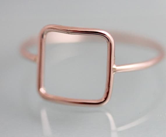 Open Square Ring 14k Rose Gold 10mm Geometric Statement Band - Etsy
