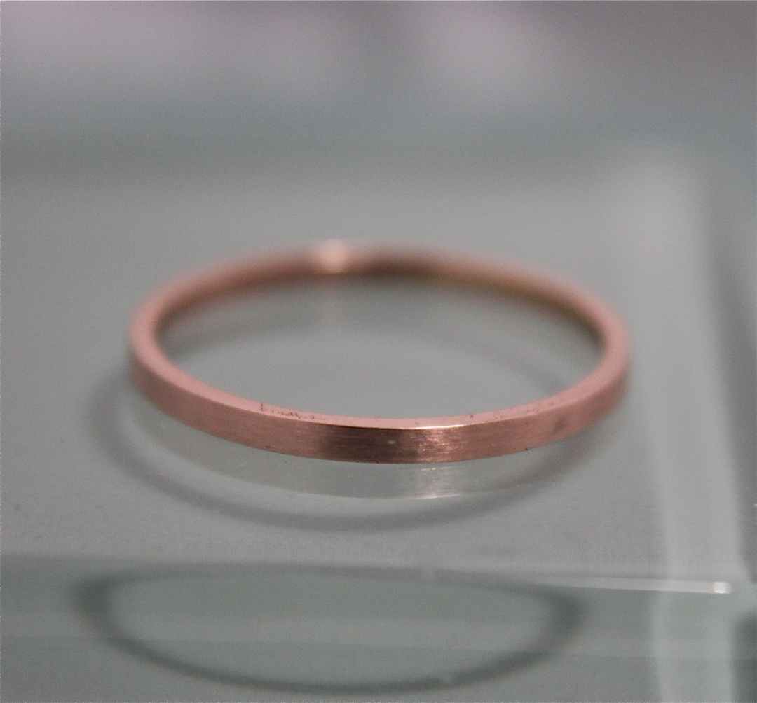Rose Gold Ring 14k Wedding Band Flat Solid Classic 1.5mm Rectangle ...