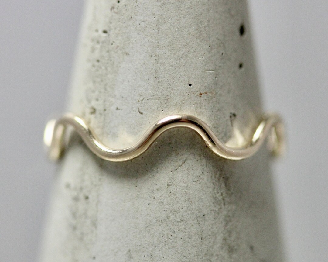 Wavy Ring Solid 14k Gold Ring 1mm Yellow or Rose Thin Wave Ring ...