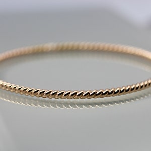 14k Gold Filled Twist Bangle 3.25mm Thick Chunky Bracelet Twisted Rope ...
