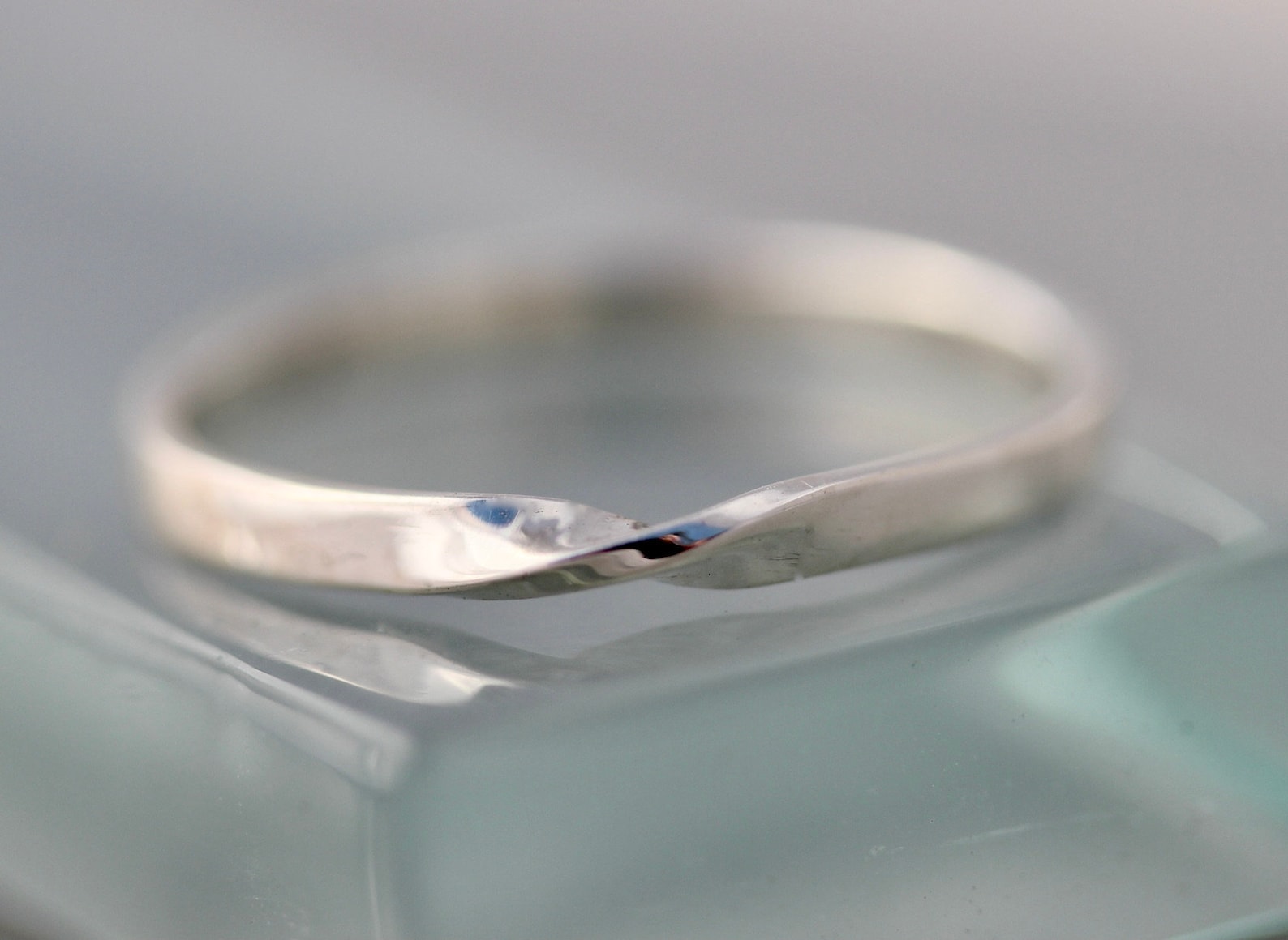Silver Mobius Ring Sterling Single Twist Ring Flat 2mm X 1mm 14k Yellow ...