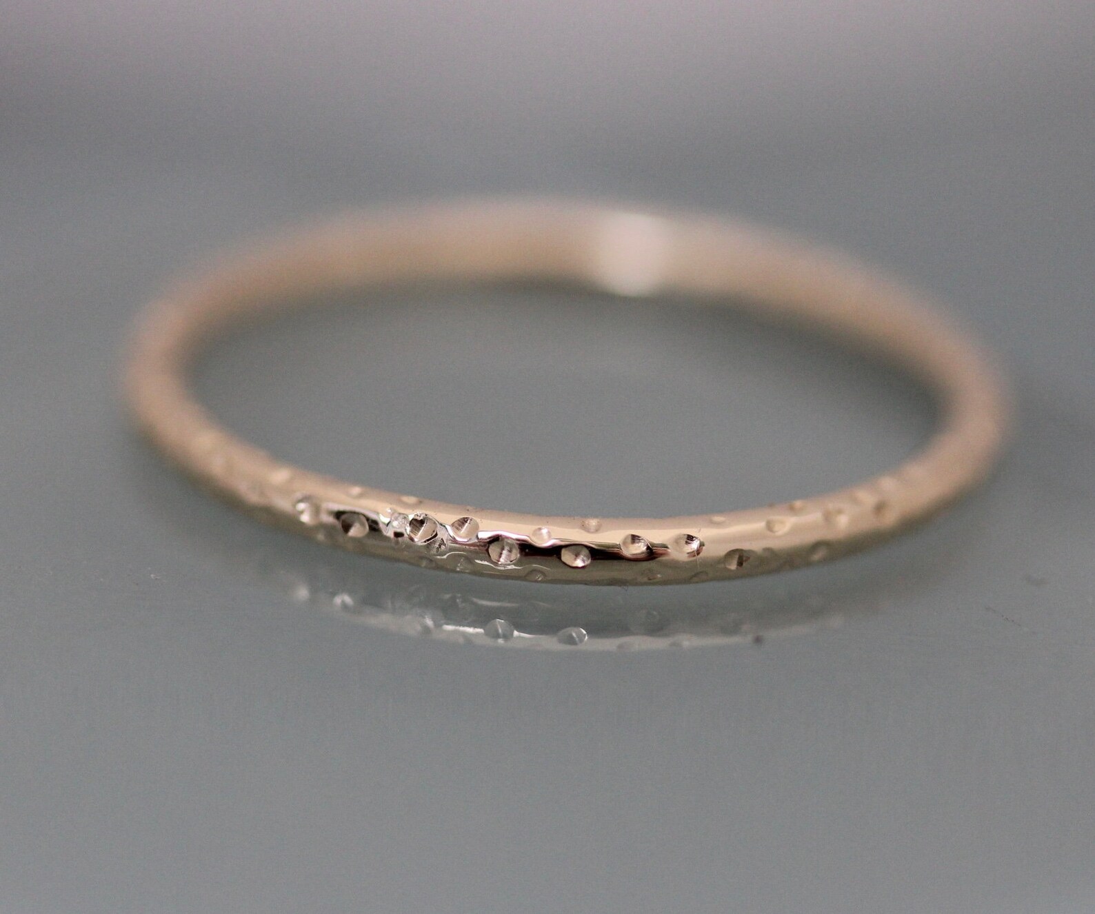 Gold Ring Stardust 14k SOLID Wedding Ring Dot Finish Stacking Band Full ...