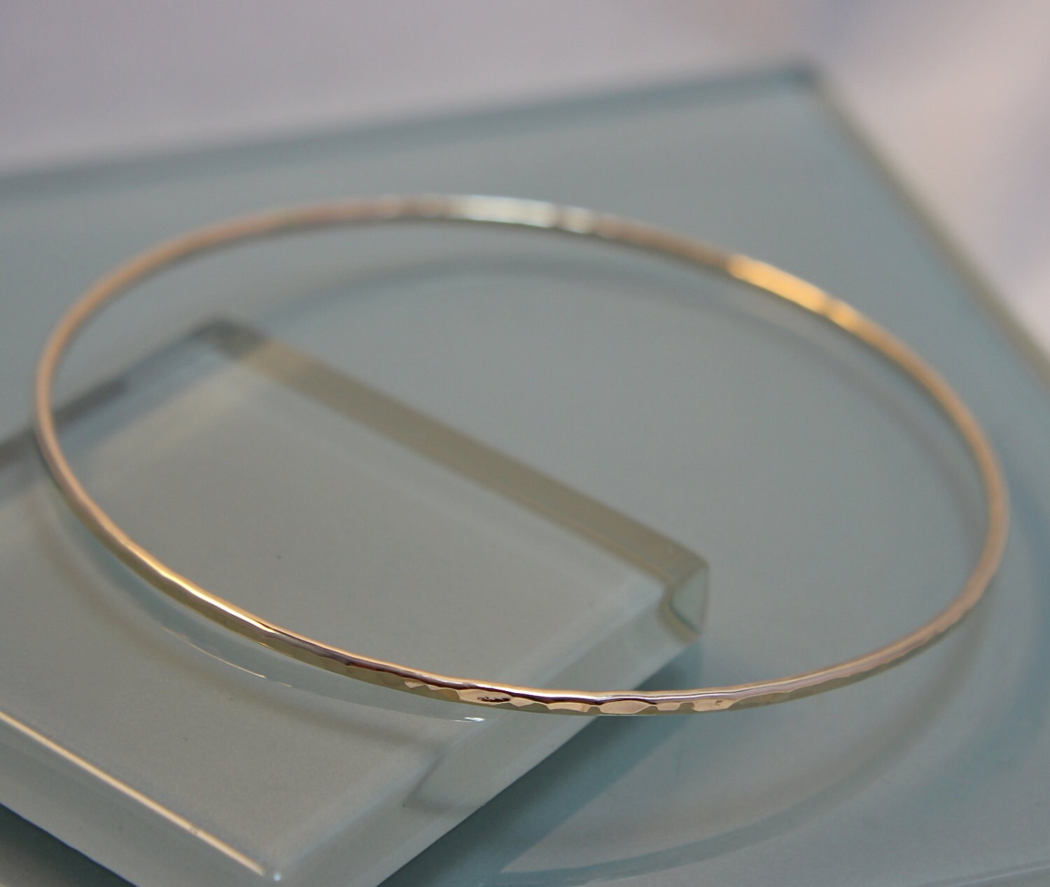 Set of 2 14k Yellow Gold Filled Size 2 3/8" Sparkle Bangle Hand Forged ...