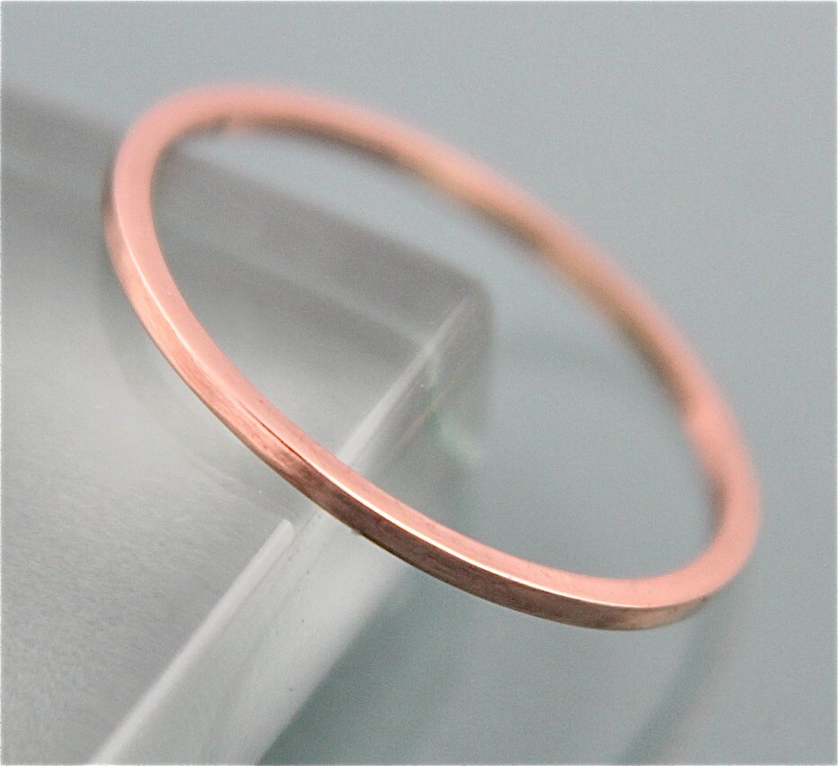 Rose Gold Ring 14k SOLID Rose Gold 1mm Square Thin Stacking - Etsy