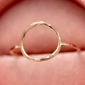 Rose Gold Gold Circle Ring 14k Solid Gold Hammered 10mm Open O Circle ...
