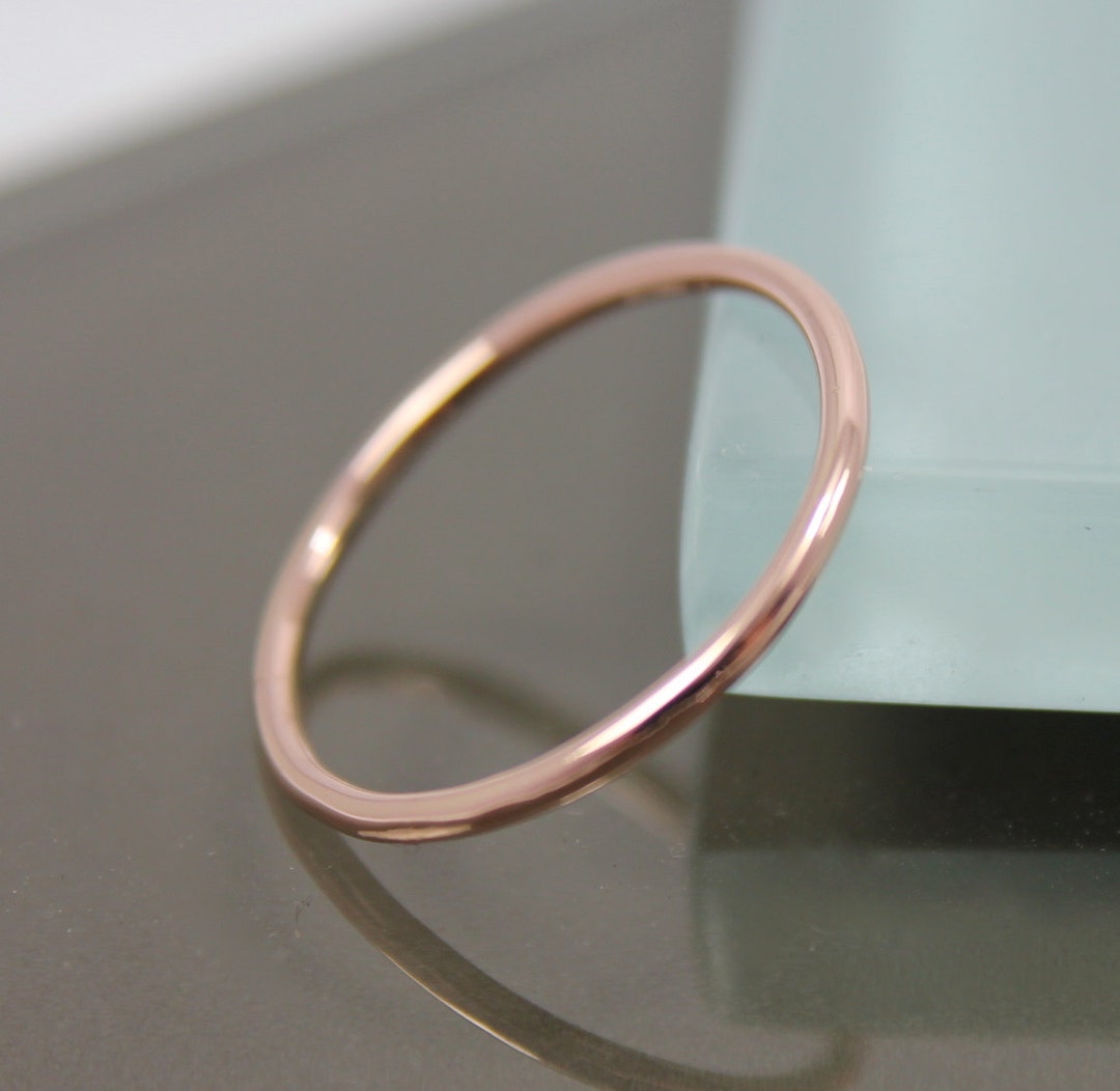 Rose Gold Ring 14k SOLID 1.3mm Wedding Stacking Band Smooth Shiny ...
