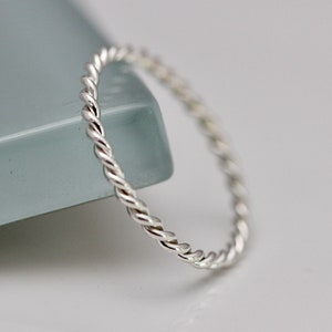 Twist Ring Silver Twisted Ring Skinny Rope Ring Thin Sterling Silver Spacer Band Stacking Ring ...