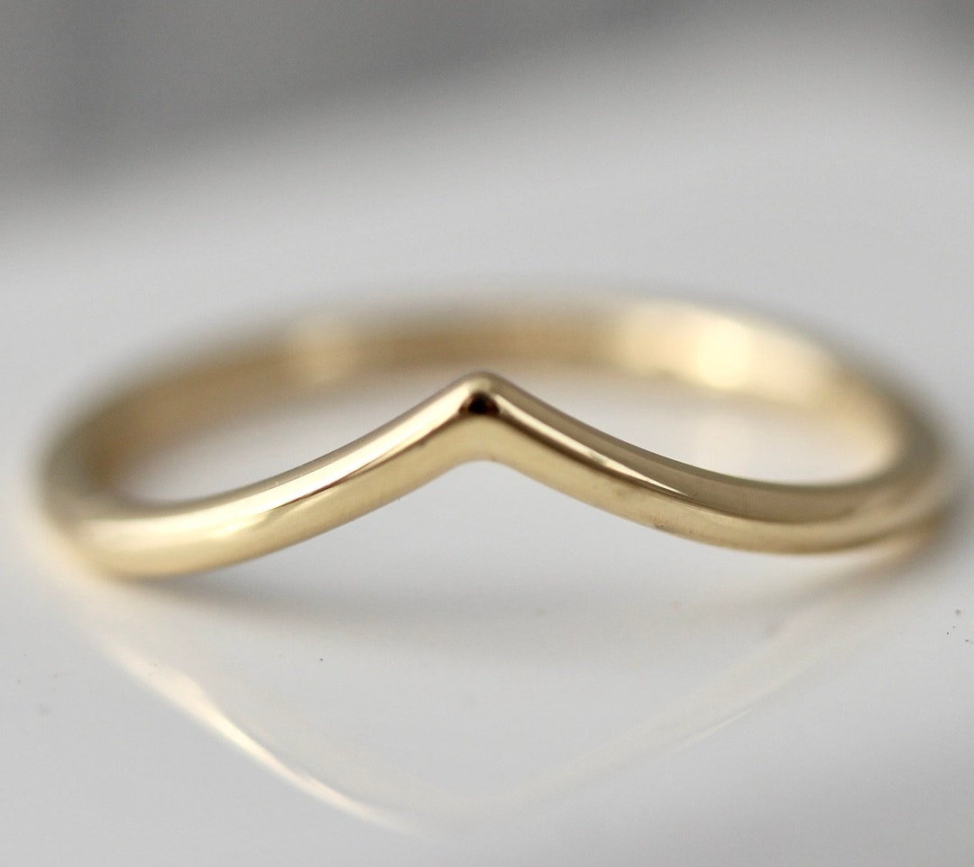 V Ring 18k Solid Gold 1.5mm Thick Wishbone Ring Nesting Ring Custom ...