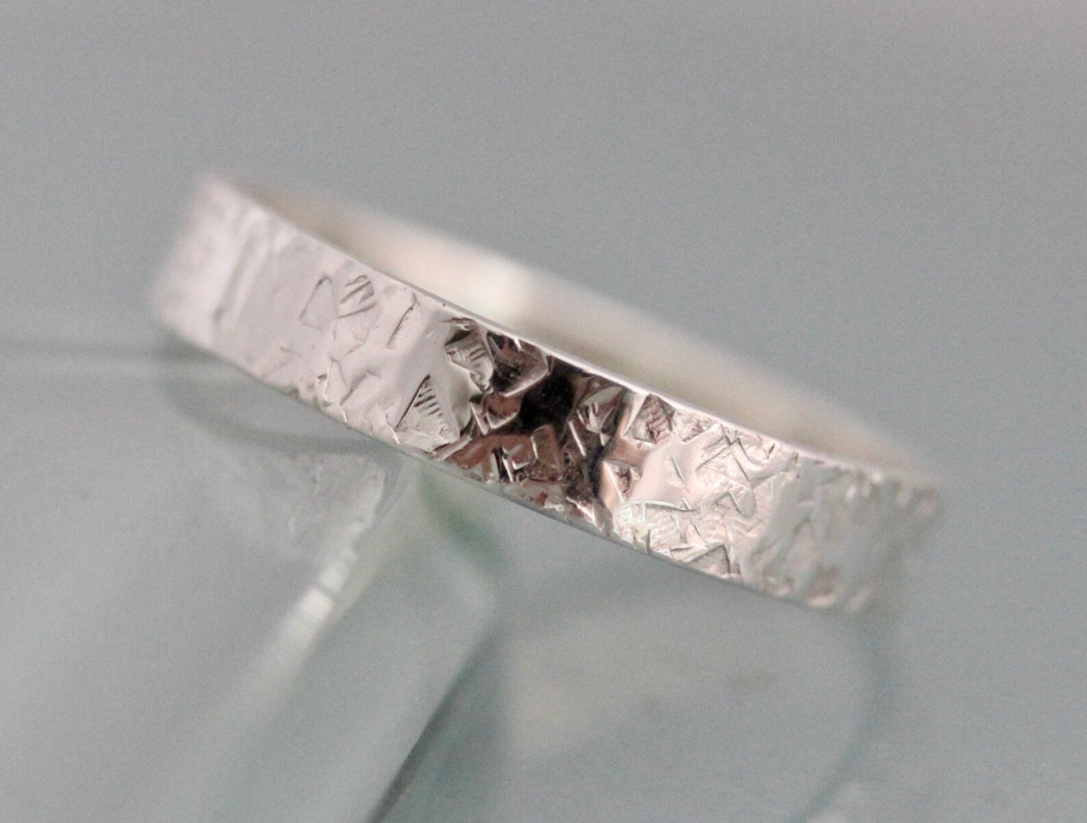 Silver Wedding Ring Flat Geometric Rustic Texture 4mm, 5mm or 6mm Wide ...