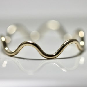 Wavy Ring Solid 14k Gold Ring 1mm Yellow or Rose Thin Wave Ring Handmade Eco Friendly Recycled ...