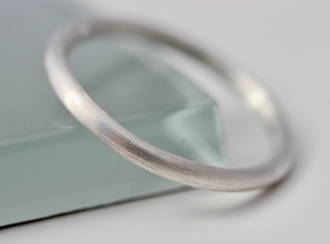 Brushed Sterling Silver Ring 2mm Minimalist Simple Stacking Band Ring ...