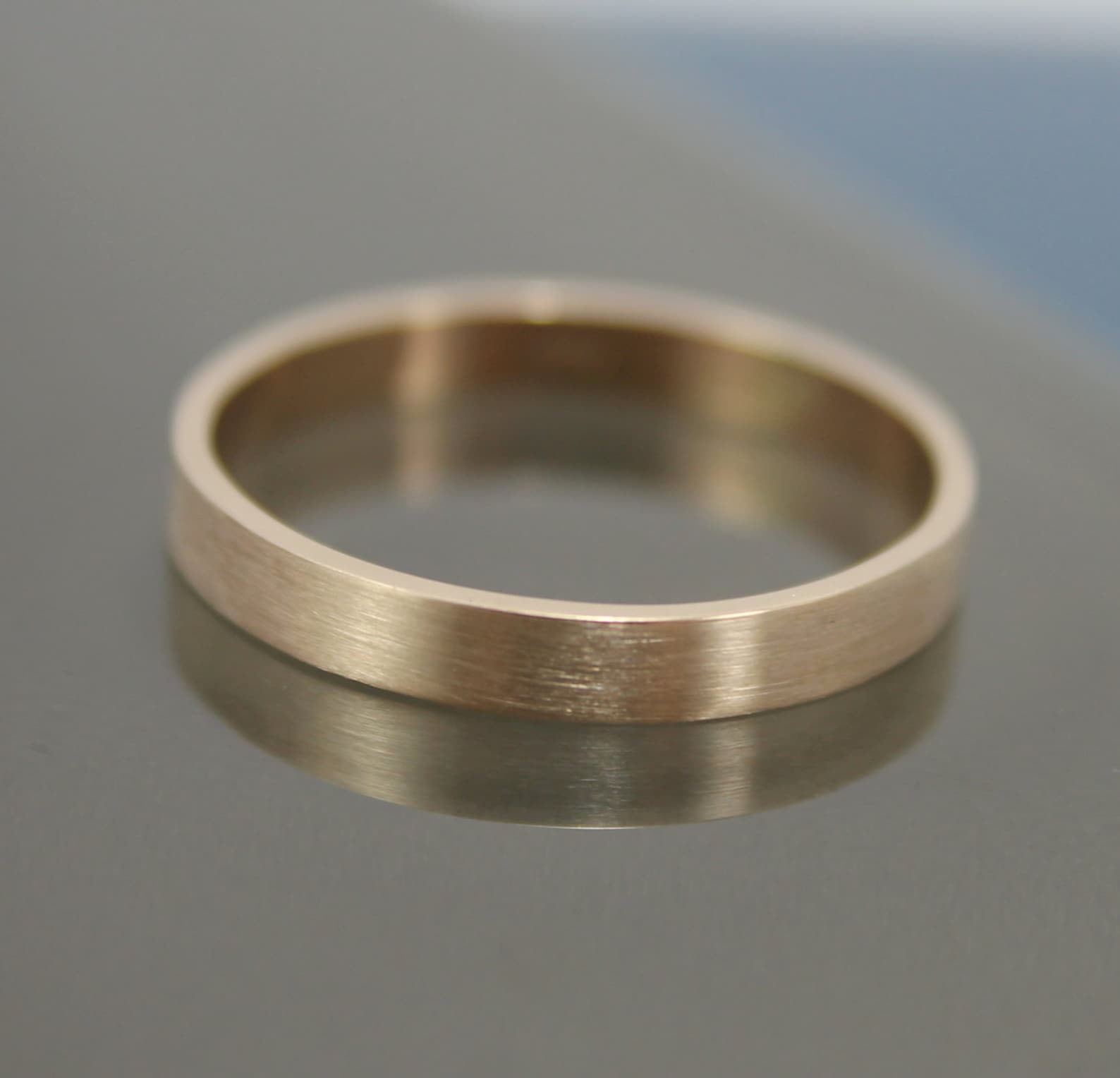 Brushed Rectangle 14k Solid Yellow Recycled Gold Classic | Etsy