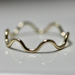 Wavy Ring Solid 14k Gold Ring 1mm Yellow or Rose Thin Wave Ring Handmade Eco Friendly Recycled ...