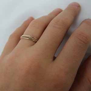 Thin Gold Rings Set of 3 18k SOLID Yellow Gold Stack 1 Very Skinny Rope Twist Infinity Ring 2 ...